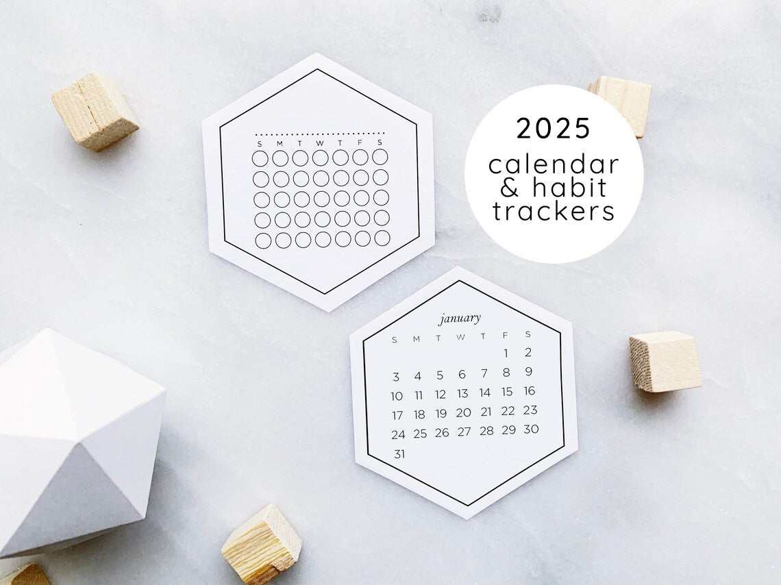 2025 Calendar and Habit Tracker Stickers • Month Stickers for Bullet J ...