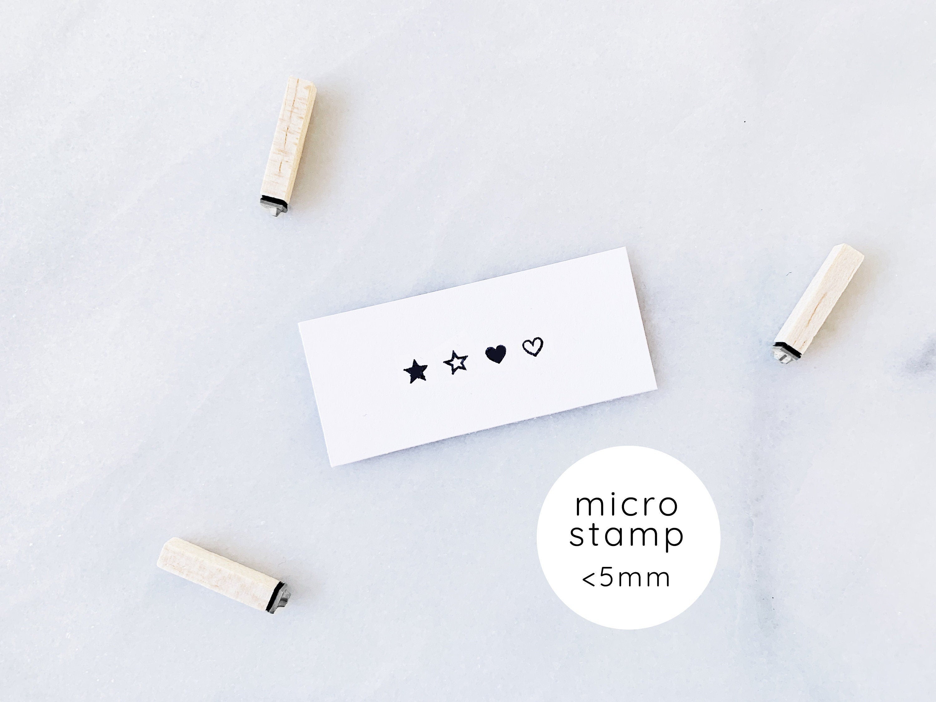 Micro Tiny Hearts and Stars Rubber Stamp Set – papergramshop
